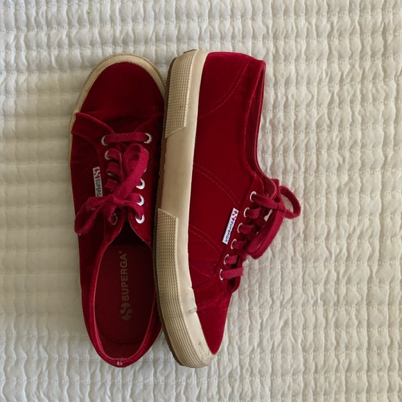 Superga | Shoes | Superga Red Velvet Sneakers | Poshmark